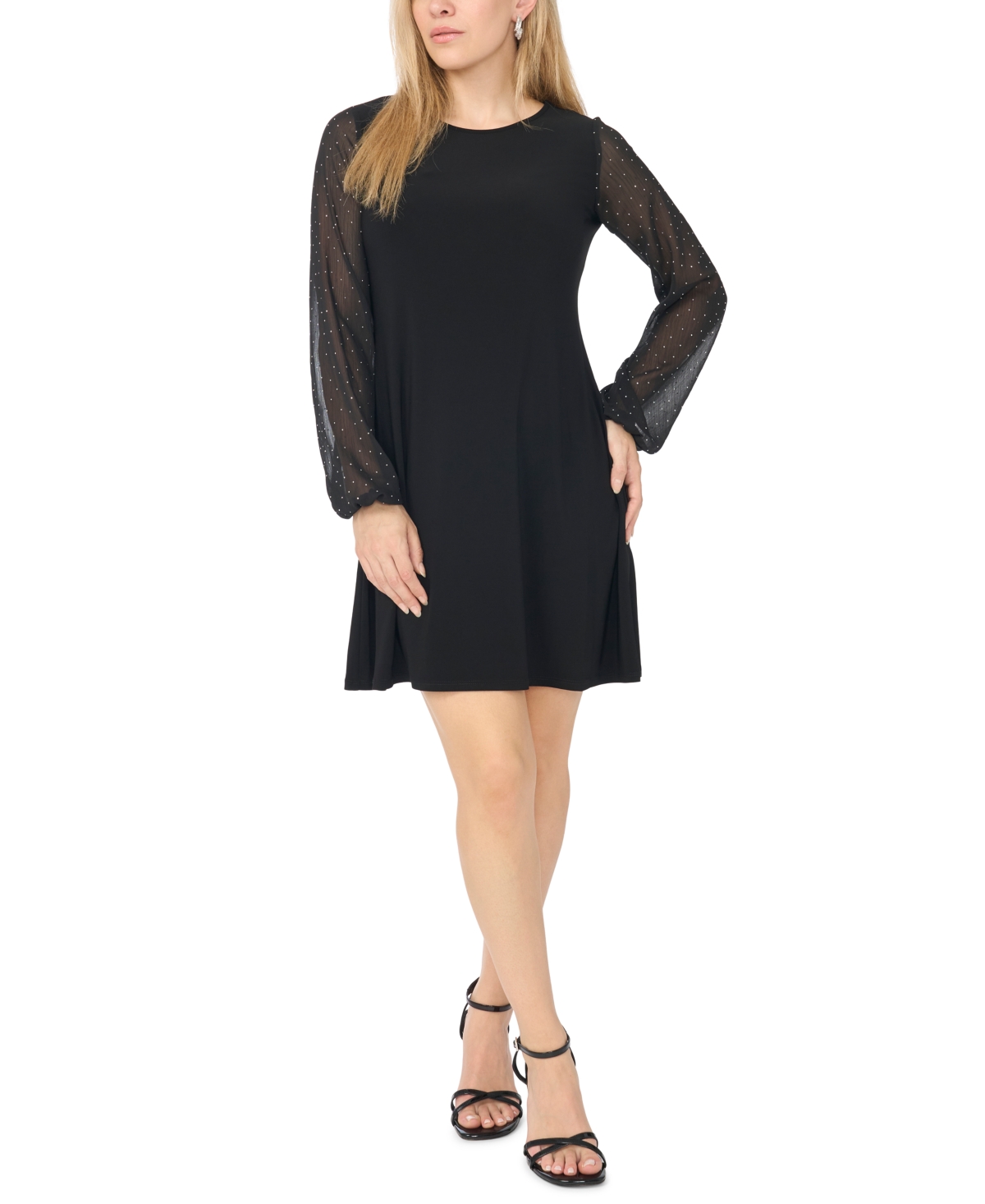 Click here for Msk Petite Long-Sleeve Little Black Dress - Black prices