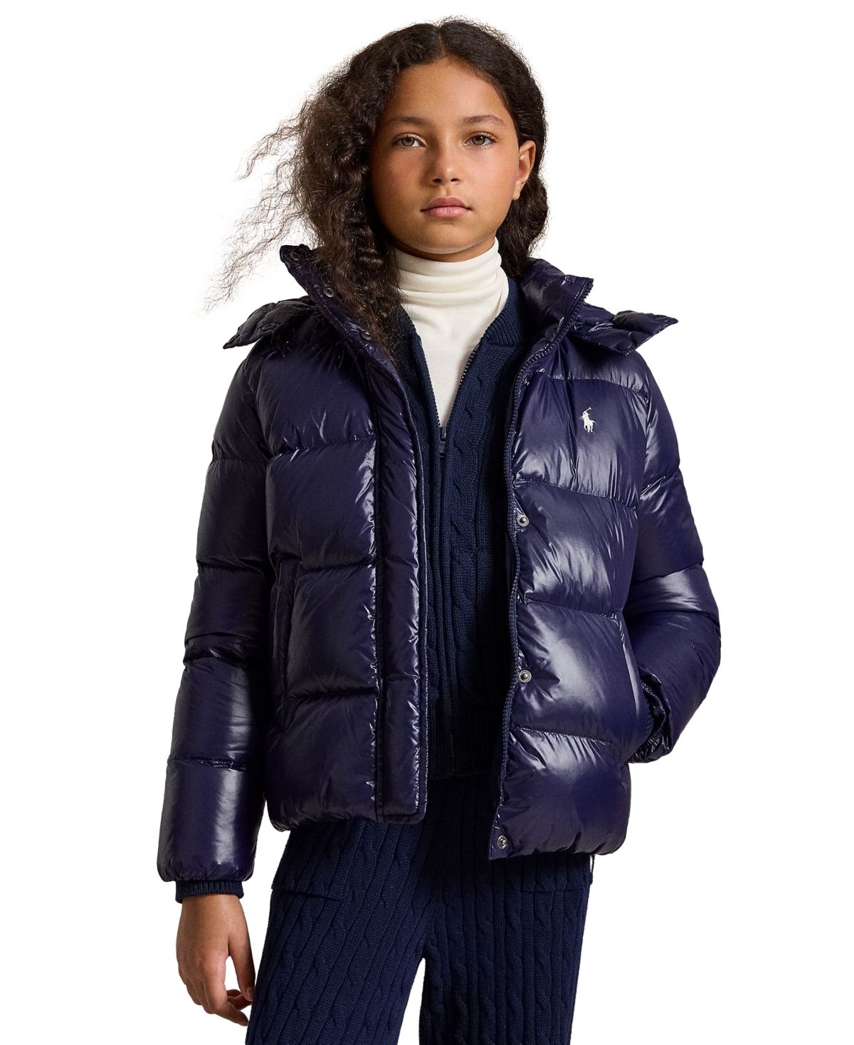 Click here for Polo Ralph Lauren Girls 7-16 Glossy Down Hooded Ja... prices