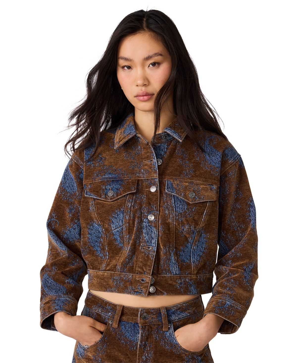 Click here for Steve Madden Womens Dove Paisley-Print Cropped Cor... prices