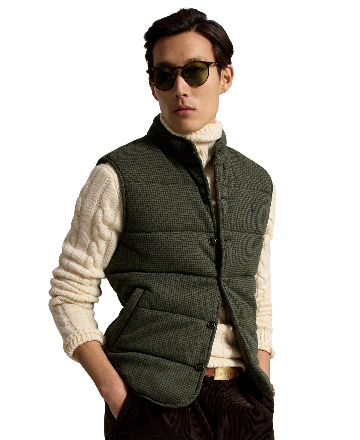 Click here for Polo Ralph Lauren Mens Houndstooth Regular-Fit Est... prices