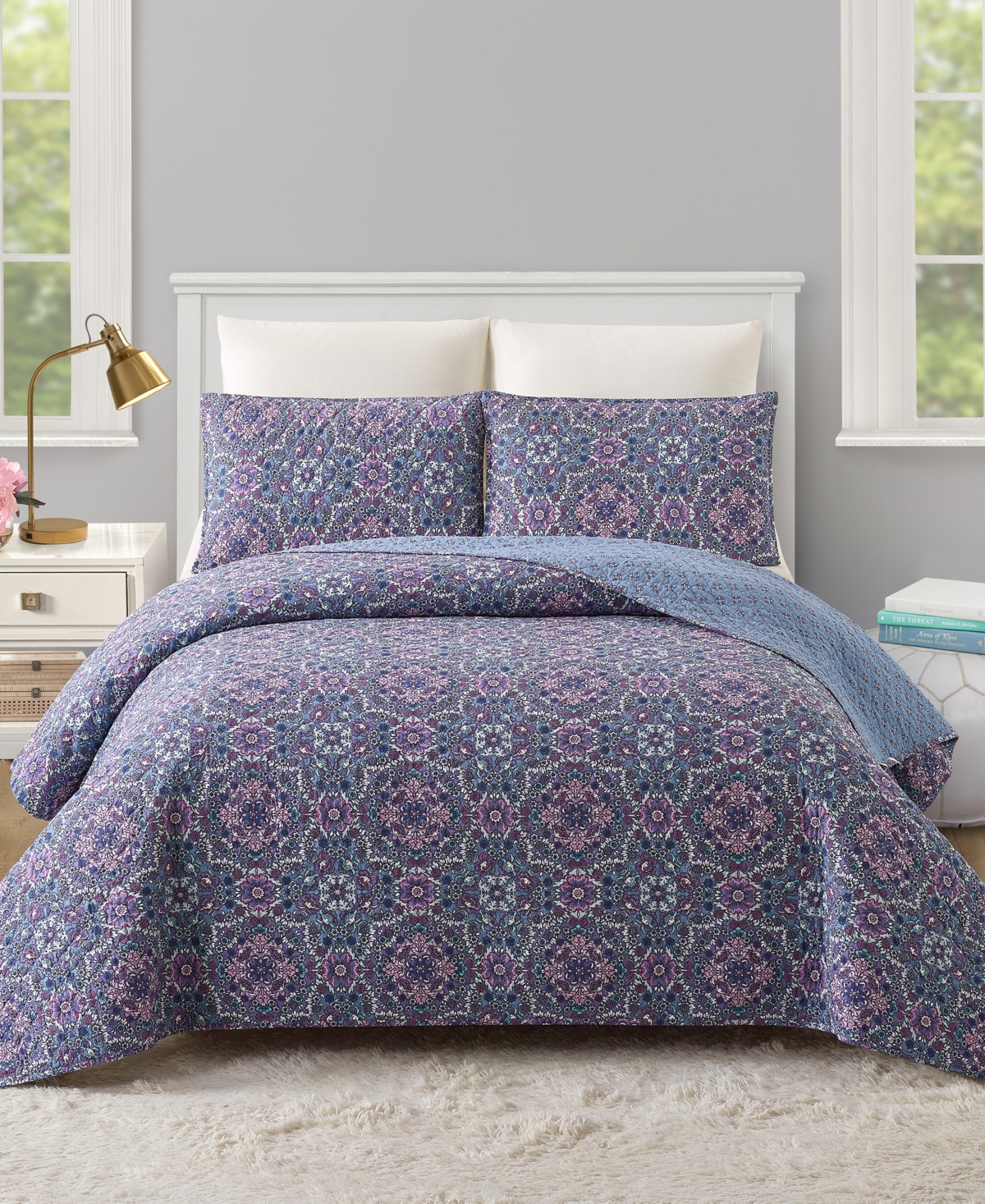 Click here for Modern Heirloom Lavender Florals Reversible 3-Piec... prices