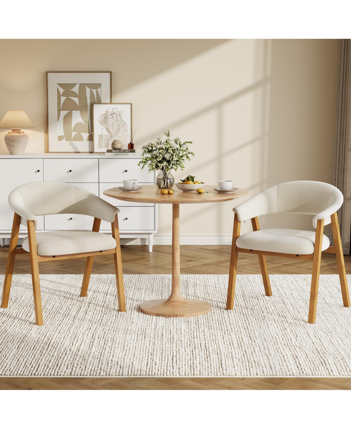 Click here for homfan 2 Set of Upholstered Dining Chairs with Arm... prices