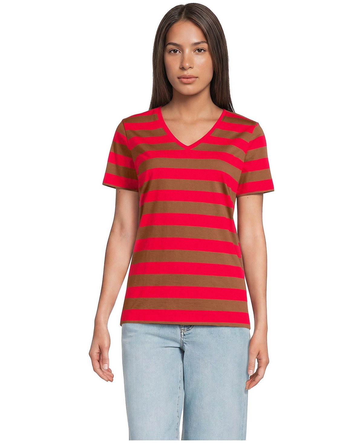 Click here for Lands End Womens Relaxed Supima Cotton V-Neck T-Sh... prices