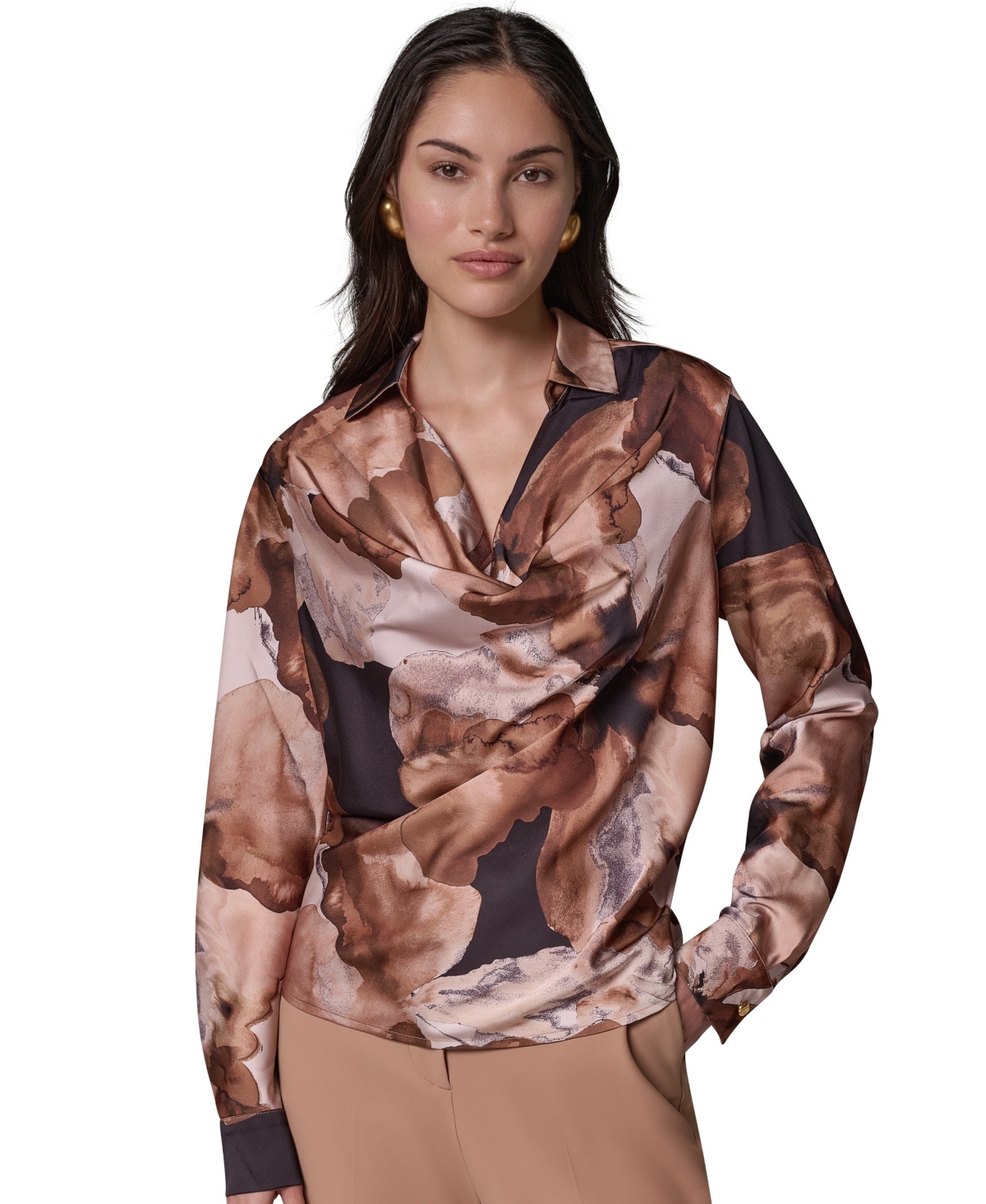 Click here for Donna Karan New York Womens Petite Print Long-Slee... prices
