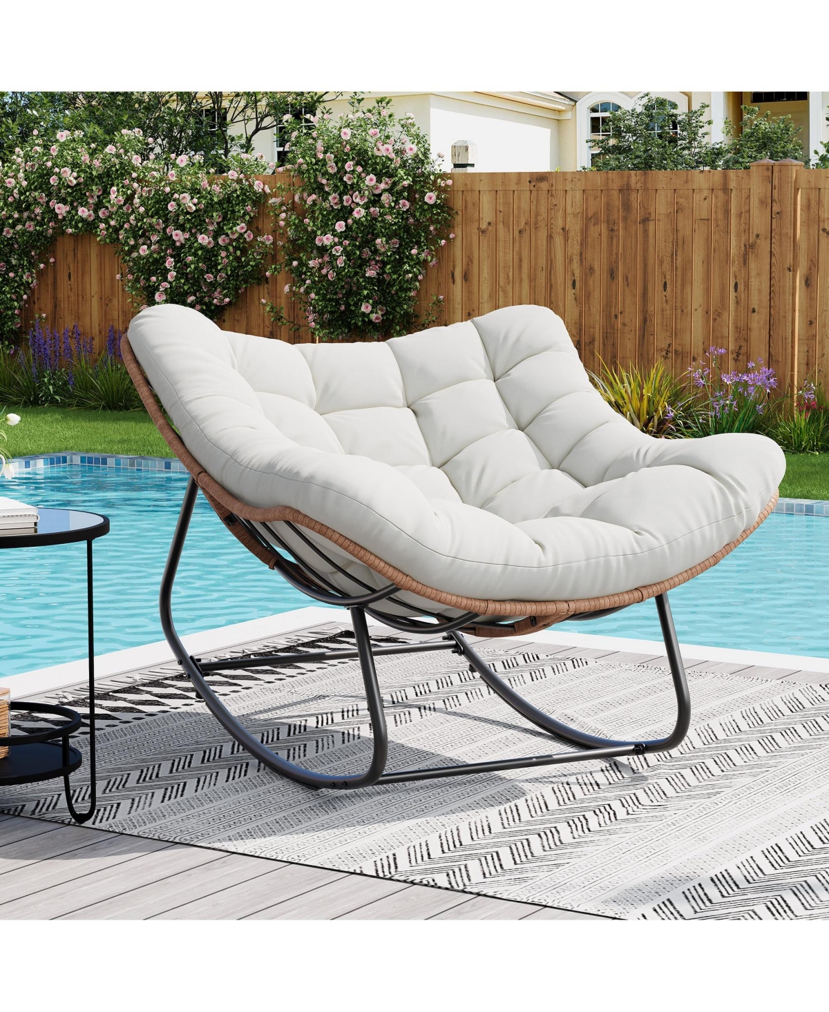 Click here for homfan Outdoor Rocking Papasan Chair with Cushion... prices