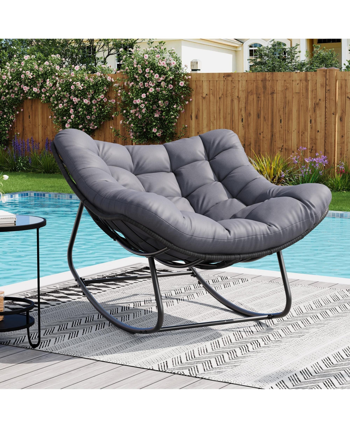 Click here for homfan Outdoor Rocking Papasan Chair with Cushion... prices