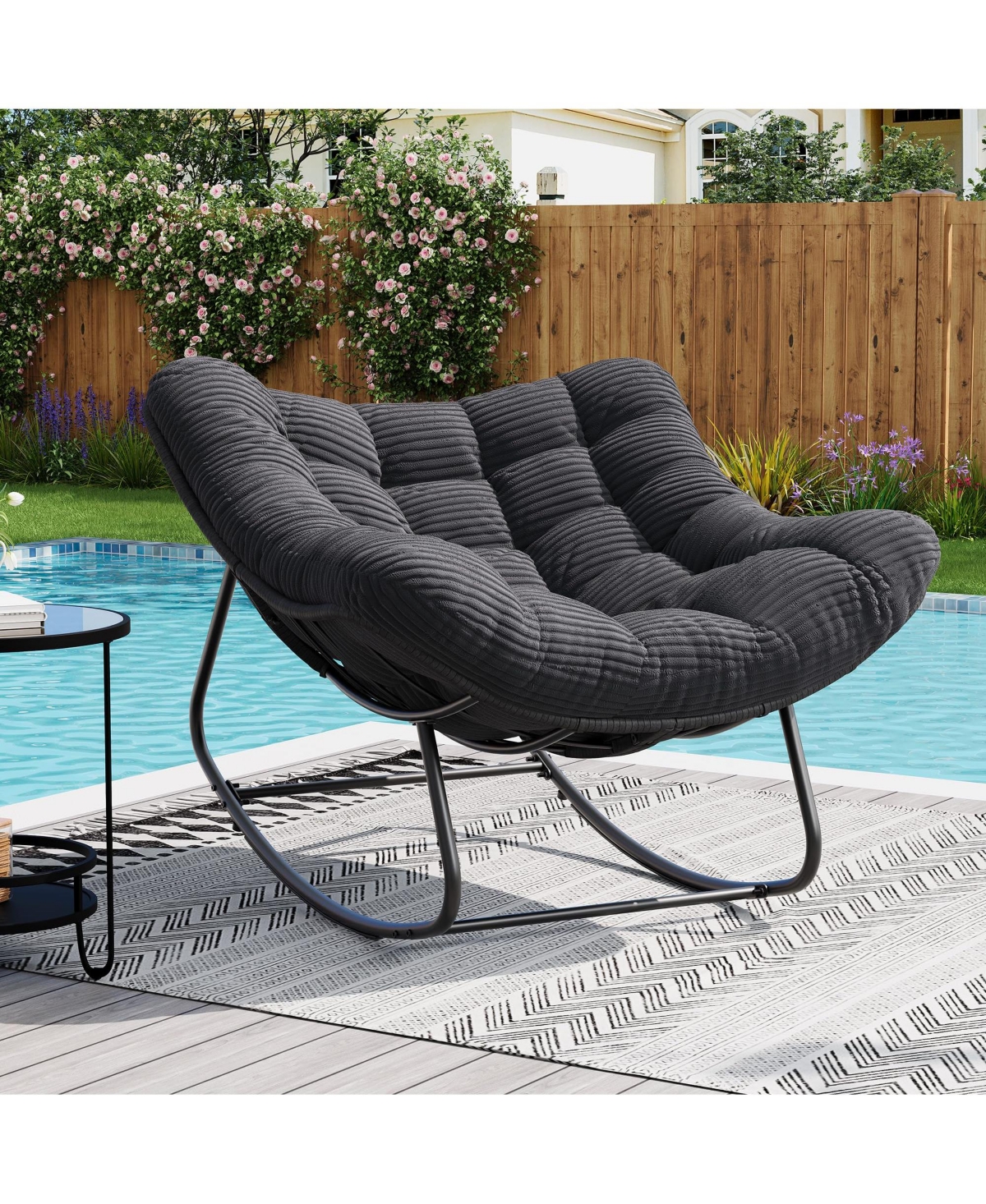 Click here for homfan Outdoor Rocking Papasan Chair with Cushion... prices