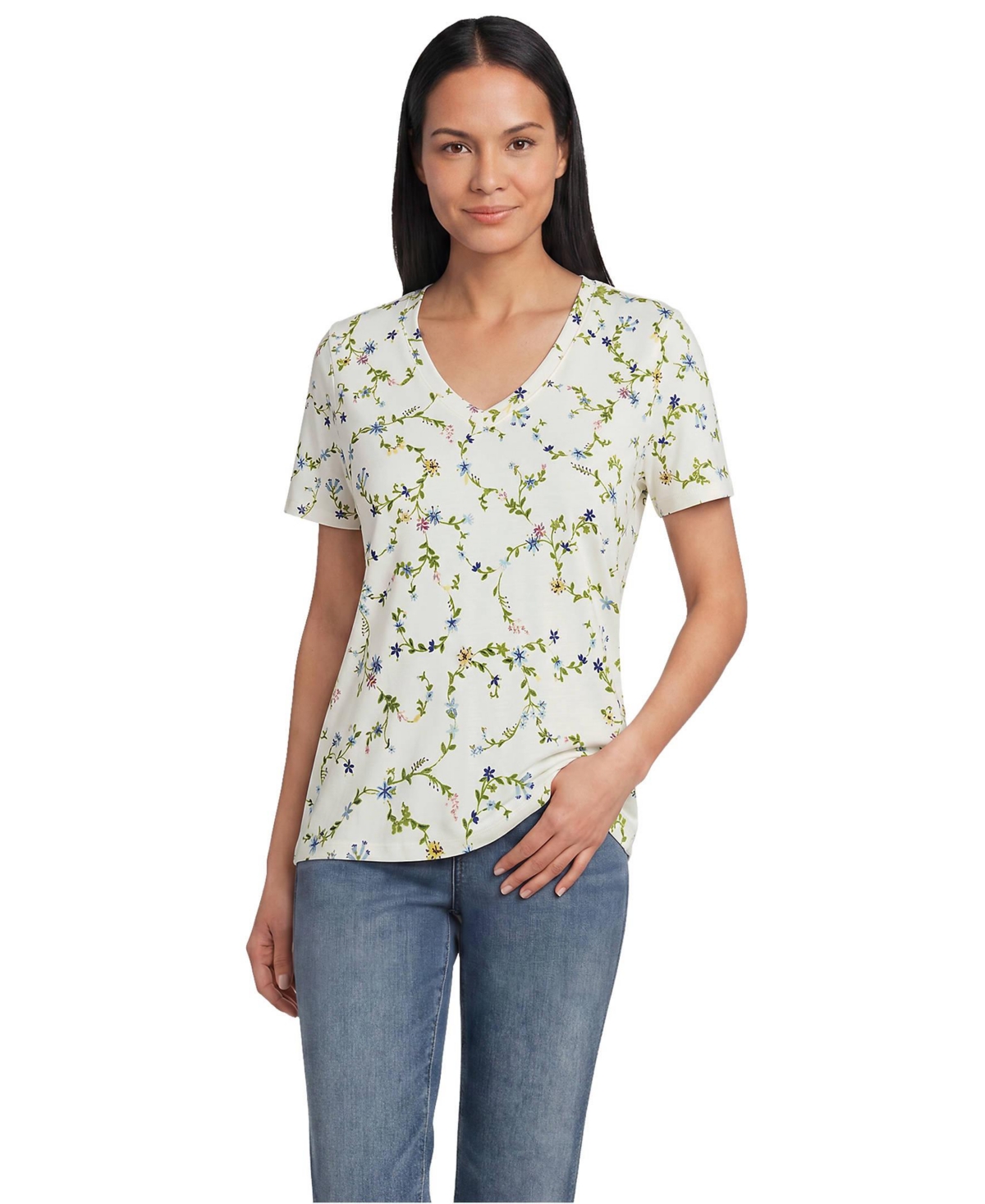 Click here for Lands End Womens Relaxed Supima Cotton V-Neck T-Sh... prices