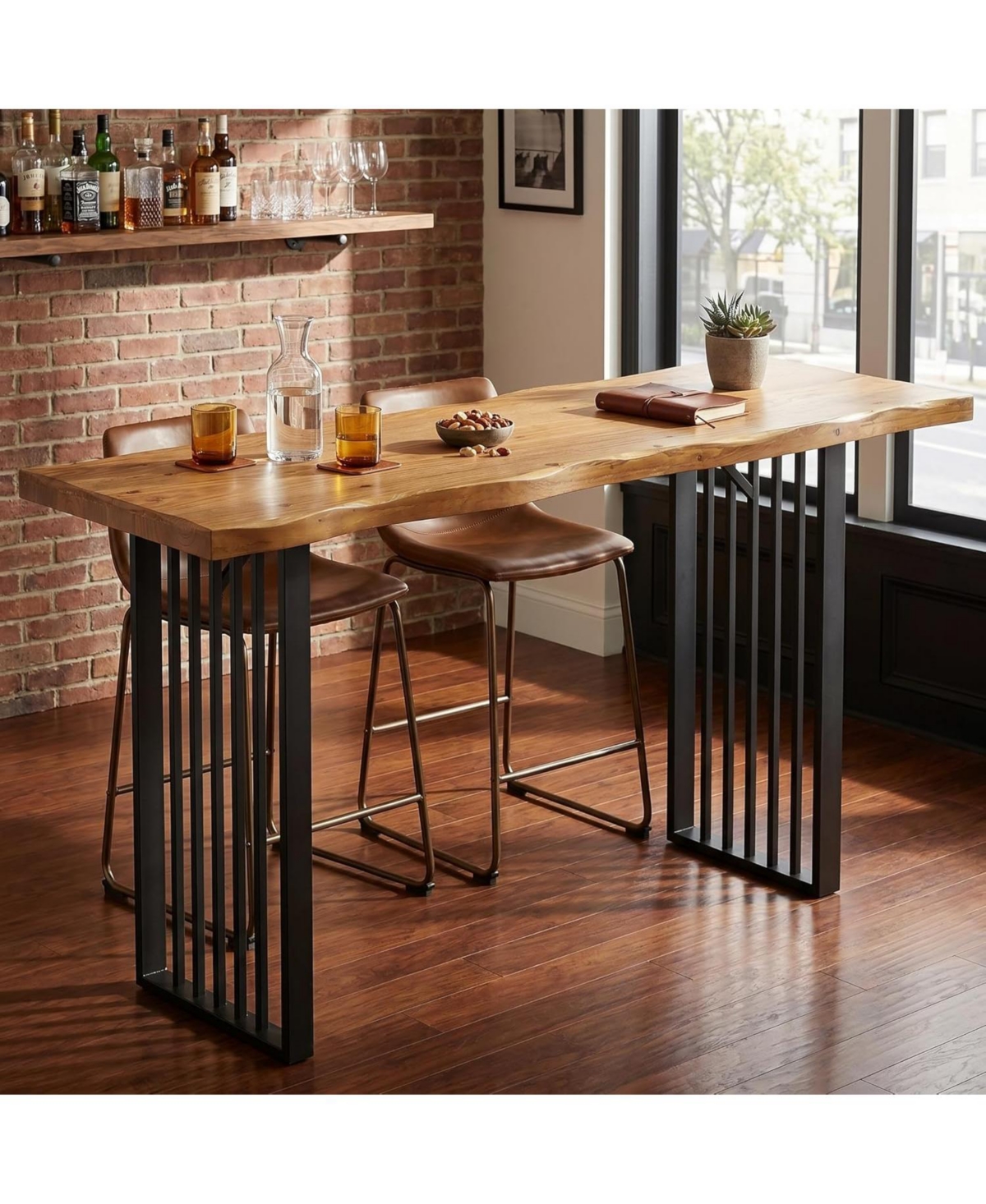 Click here for Tribesigns 63 Bar Table: Solid wood pub table with... prices