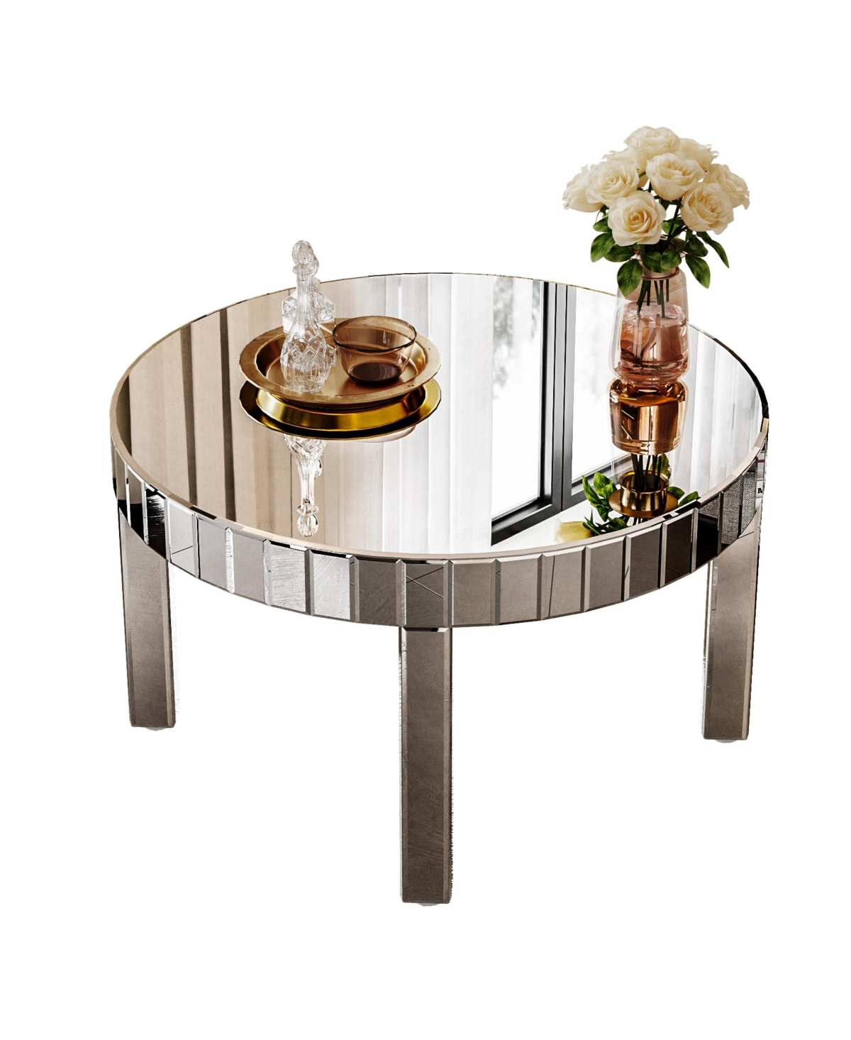 Click here for Flynama 31.5 Inch Round Fluted Mirror Coffee Table... prices