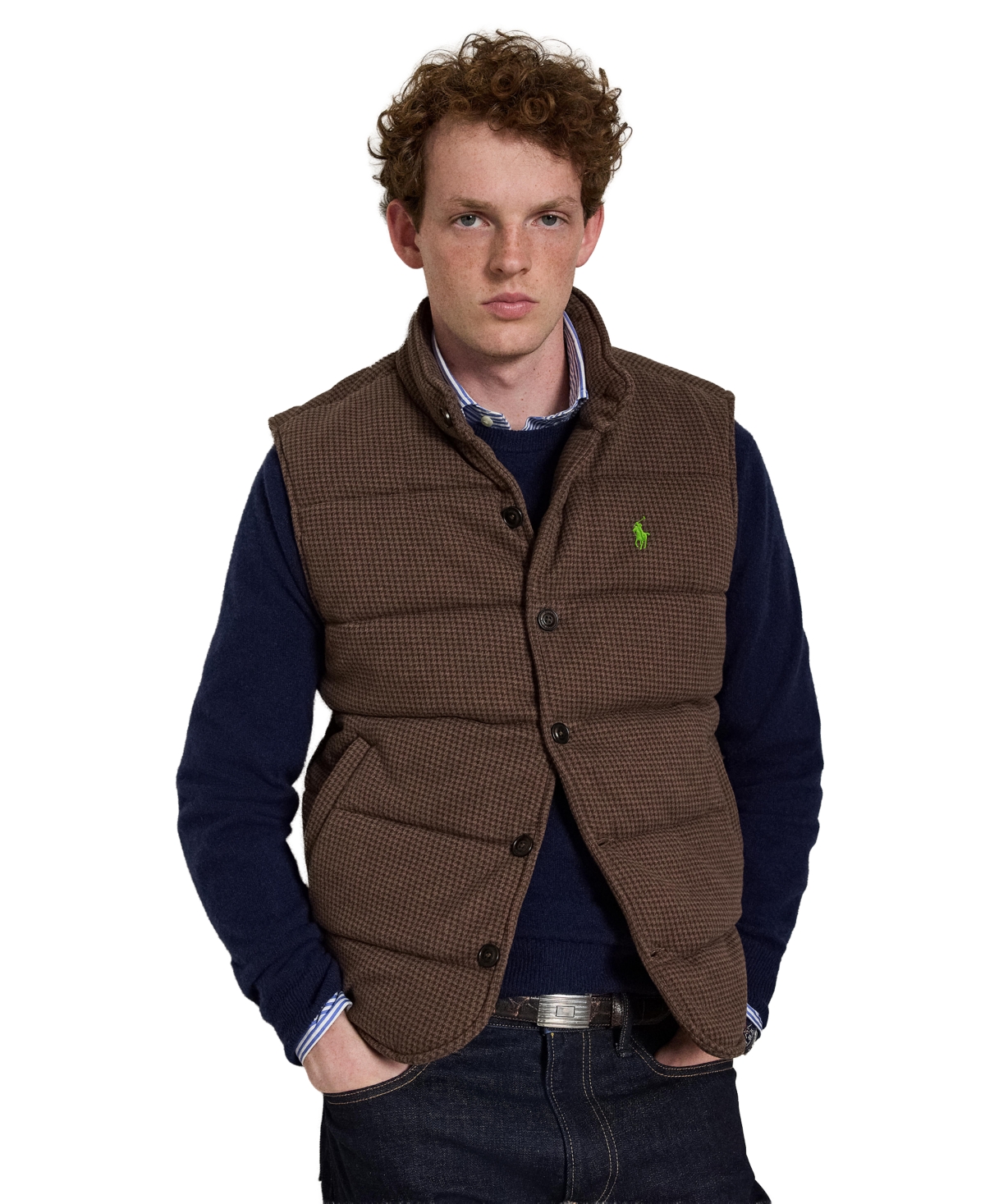 Click here for Polo Ralph Lauren Mens Houndstooth Regular-Fit Est... prices