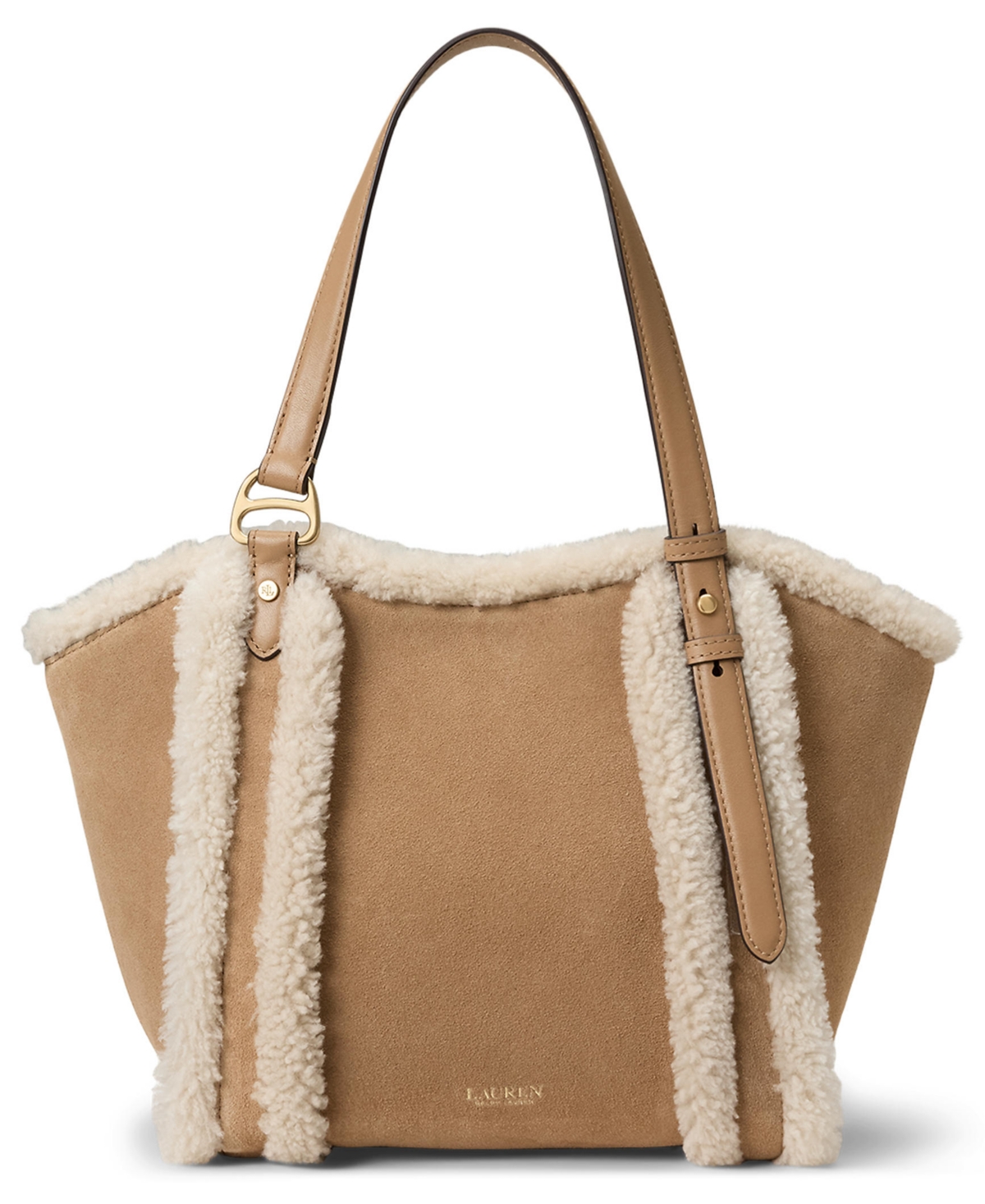 Click here for Lauren Ralph Lauren Shearling-Trim Large Tasha Tot... prices