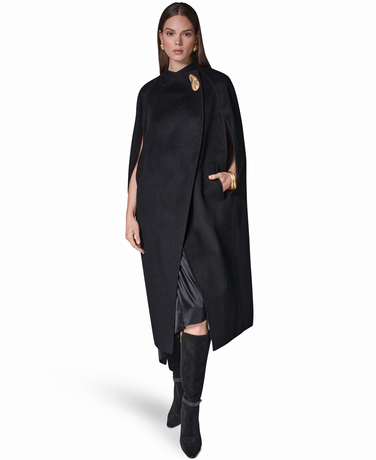 Click here for Donna Karan New York Womens Wool-Blend Maxi Cape C... prices