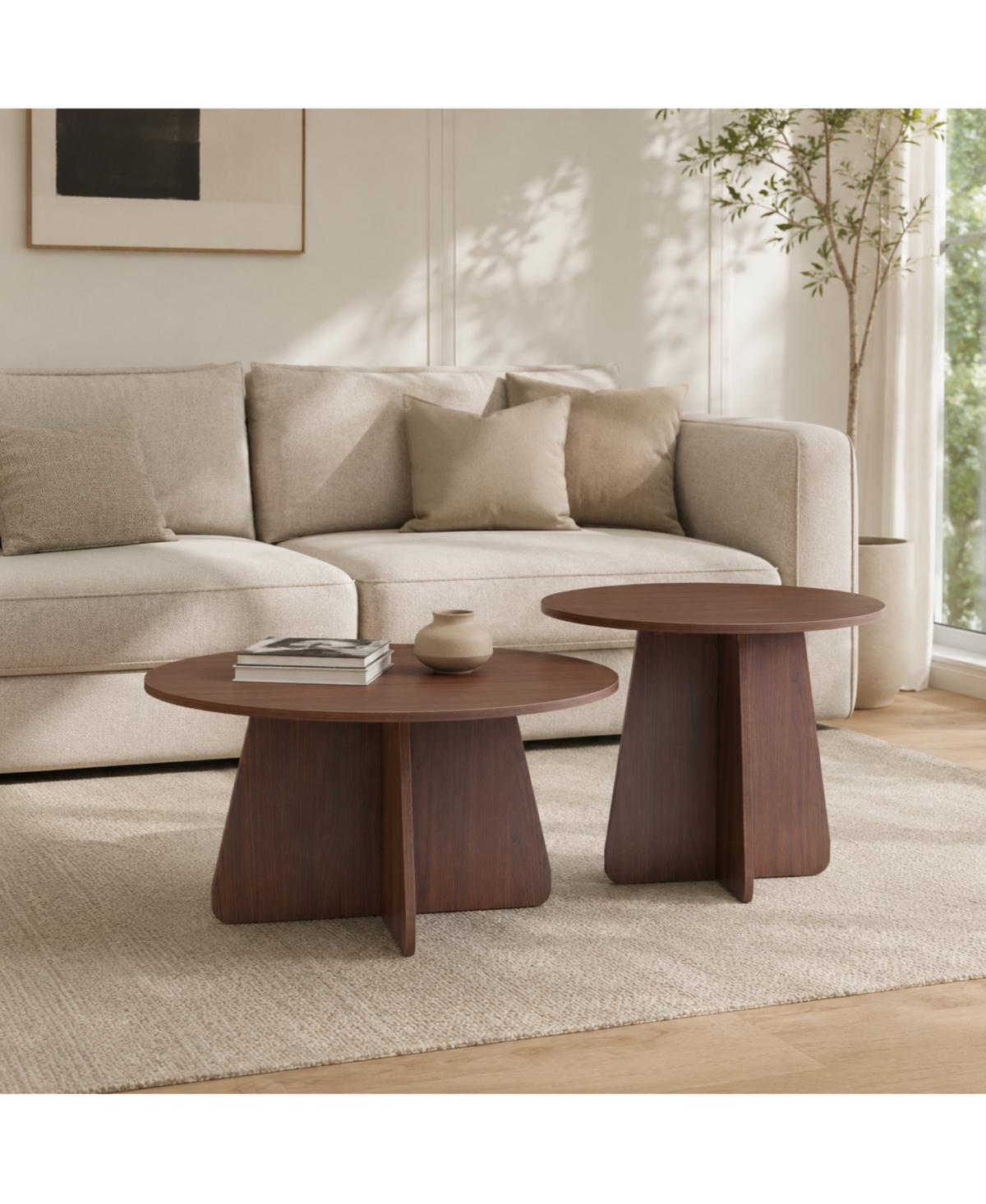 Click here for Flynama 2-Piece Round Nesting Coffee Table Set wit... prices