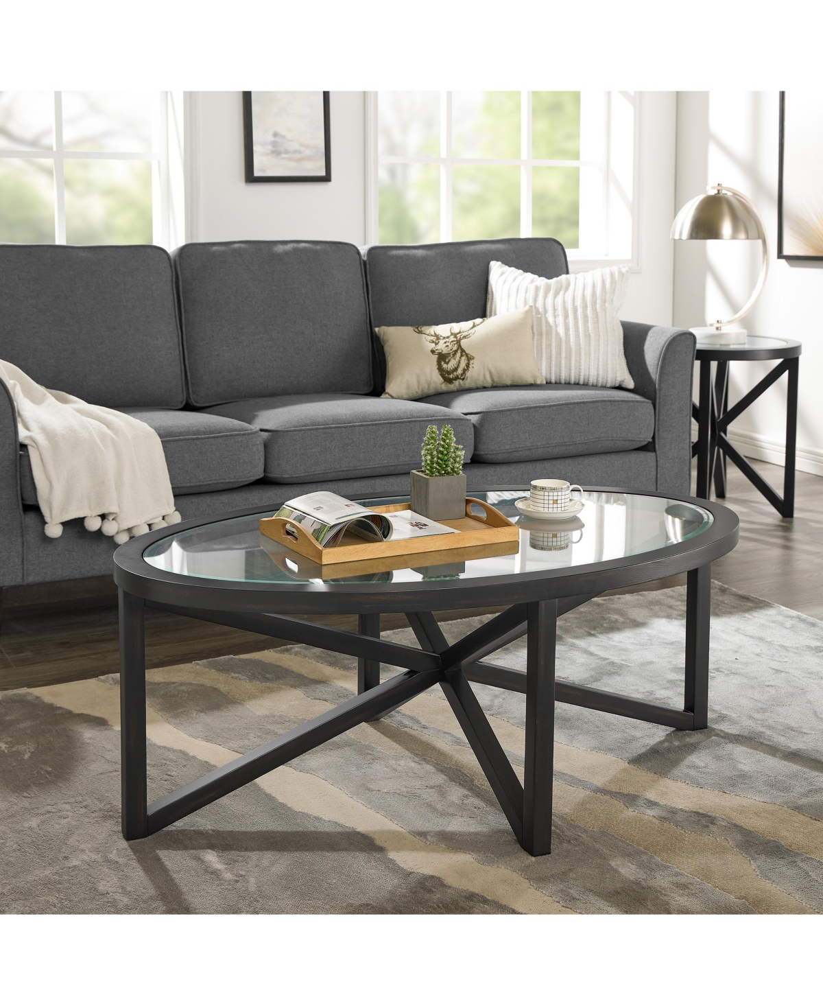 Click here for Flynama 46.5 Inch Round Tempered Glass Coffee Tabl... prices