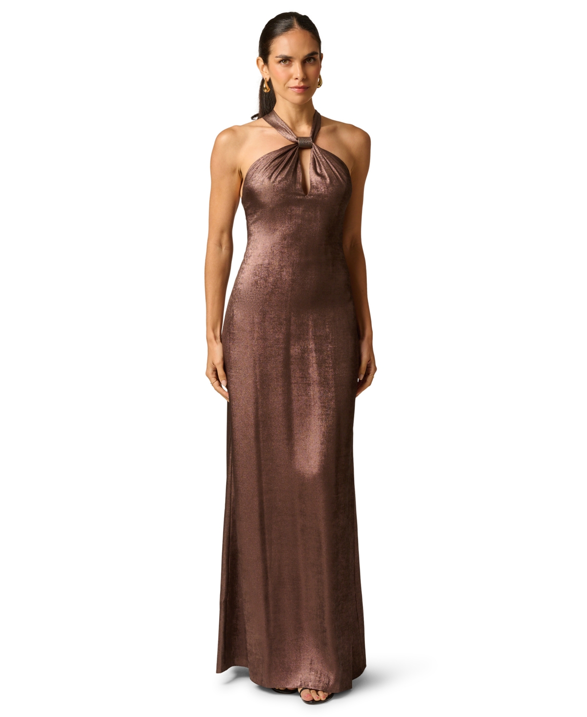 Click here for Adrianna Womens Foiled Chiffon Long Dress - Espres... prices