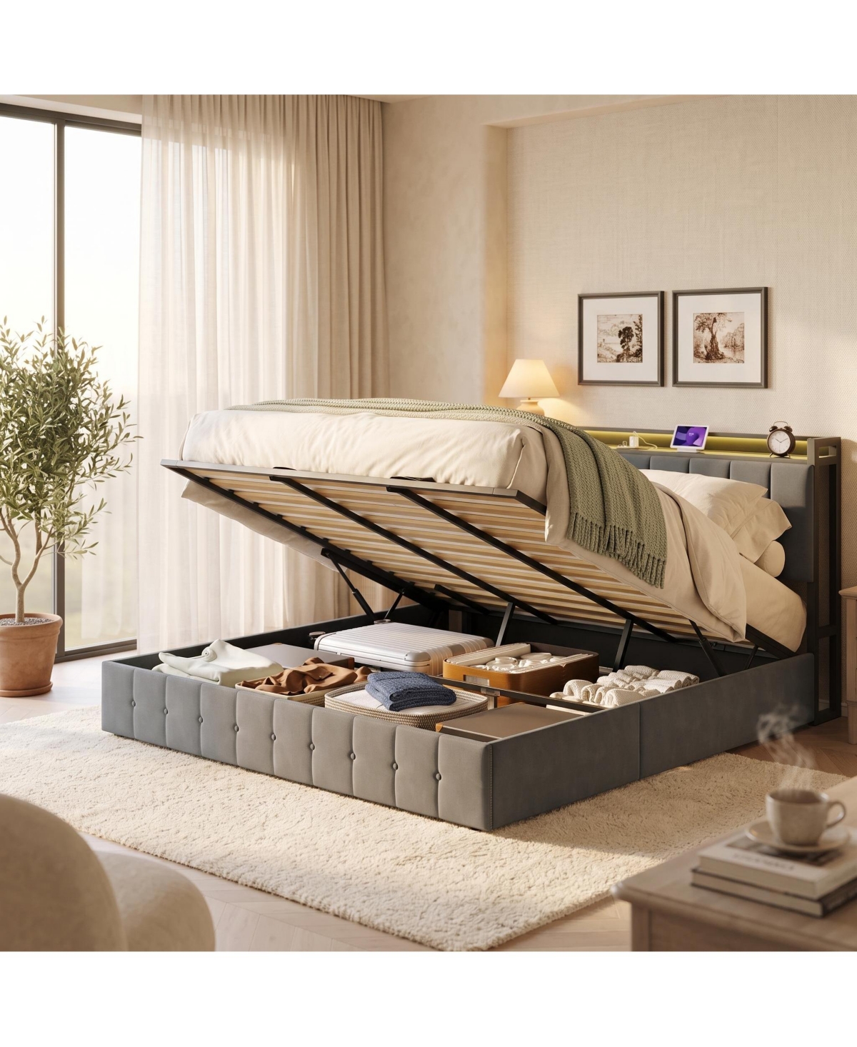 Click here for Gaomon King Bed Frame with Lift Up Storage and Led... prices