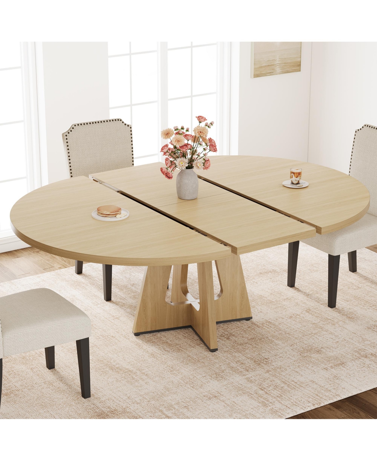 Click here for 47-63 Inch Extendable Round to Oval Farmhouse Dini... prices