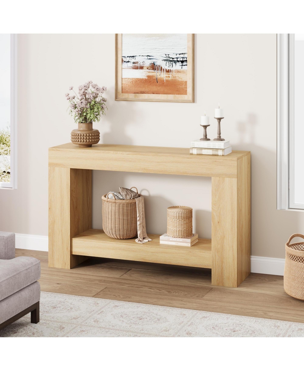 Click here for 47.2 Farmhouse Console Table with H-Base  2-Tier E... prices