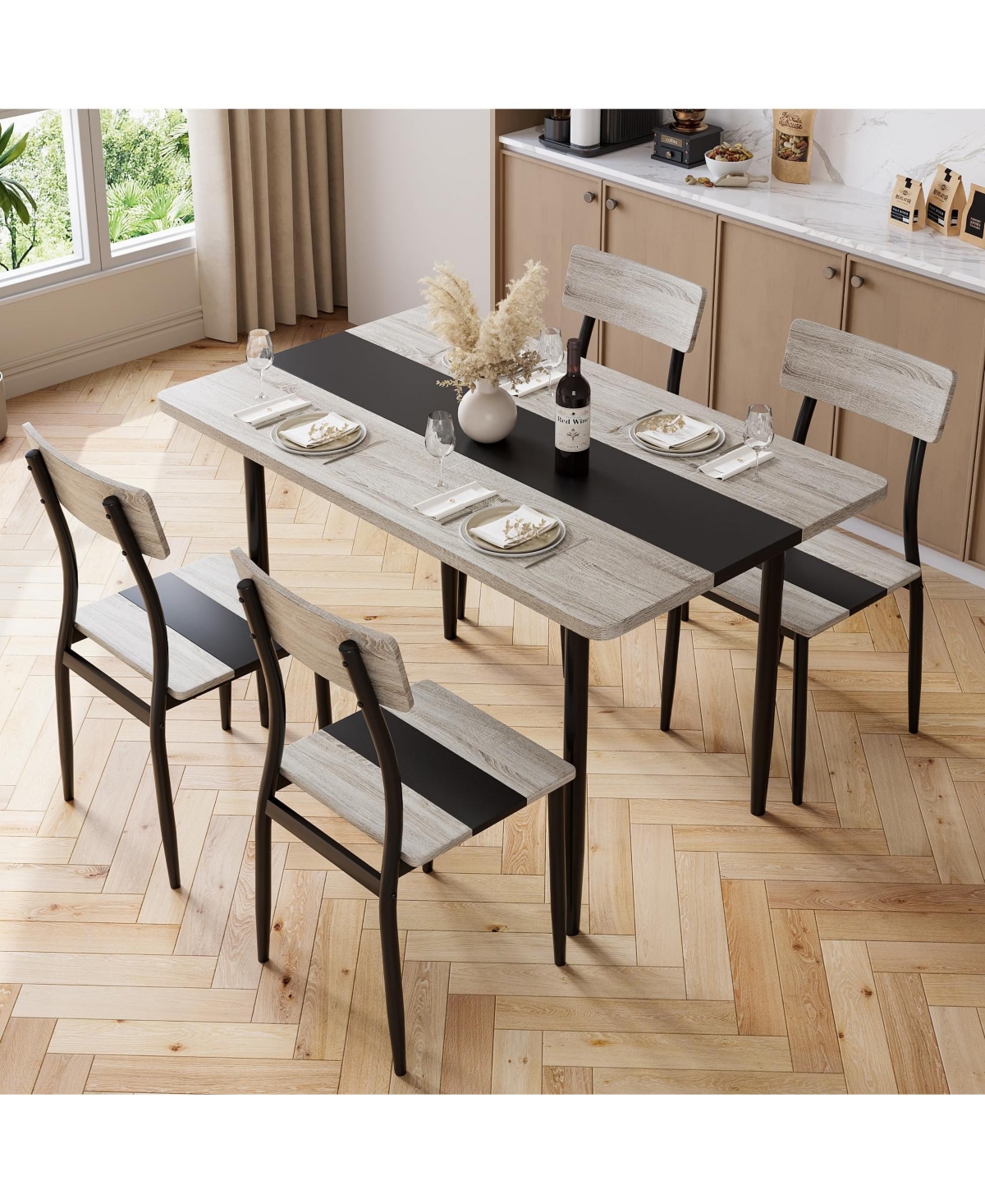 Click here for 5-Piece Dining Table Set for 4  Compact Rectangula... prices