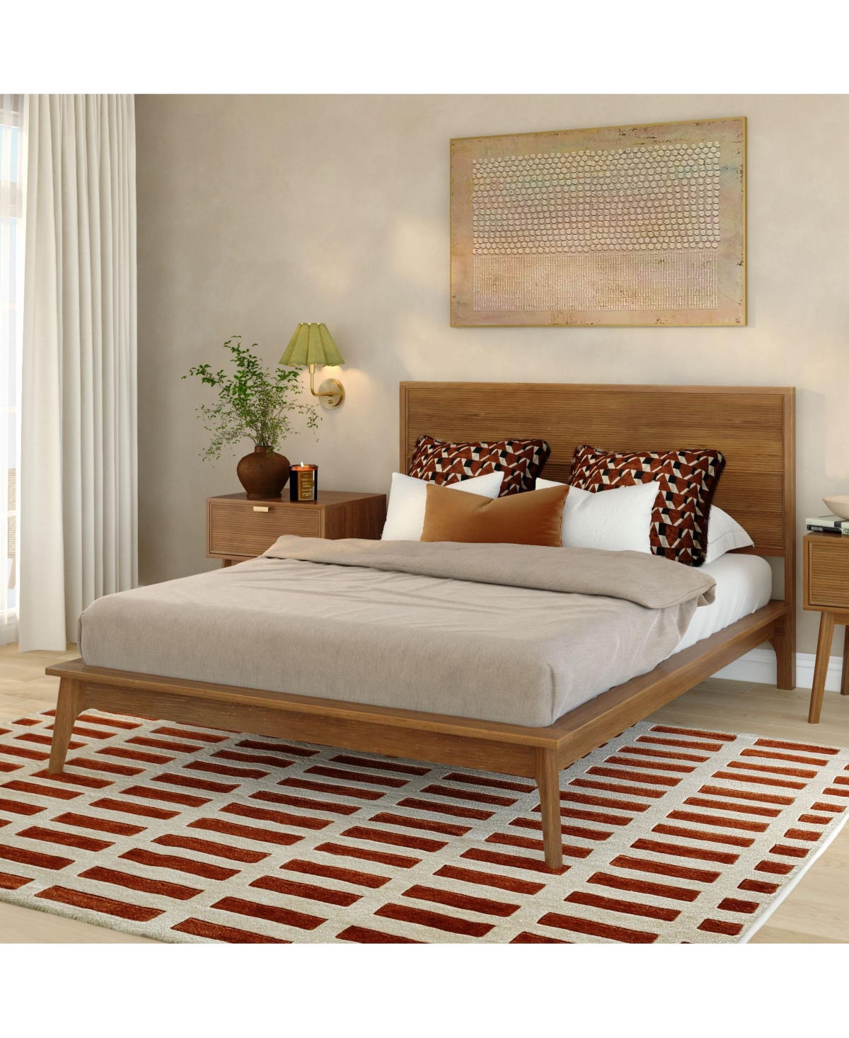 Click here for Plank+Beam Linea Tambour Queen Bed  Pecan - Pecan prices