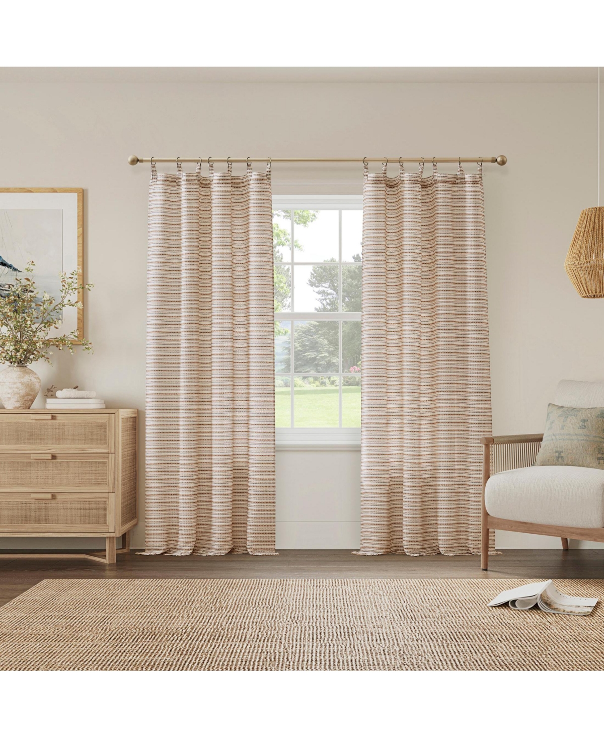 Click here for Archaeo Woven Stripes Ring Top Curtains - Pecan prices