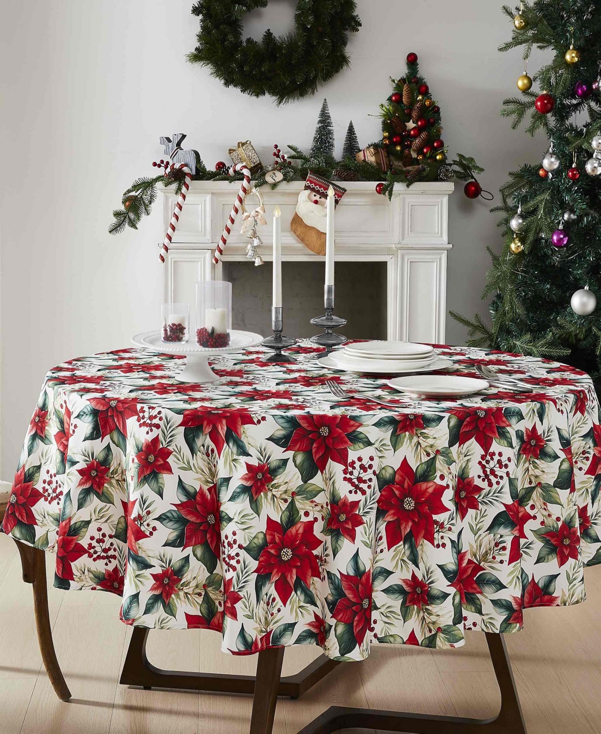 Click here for Avanti Poinsettia Round Tablecloth  70 x 70 - Mult... prices
