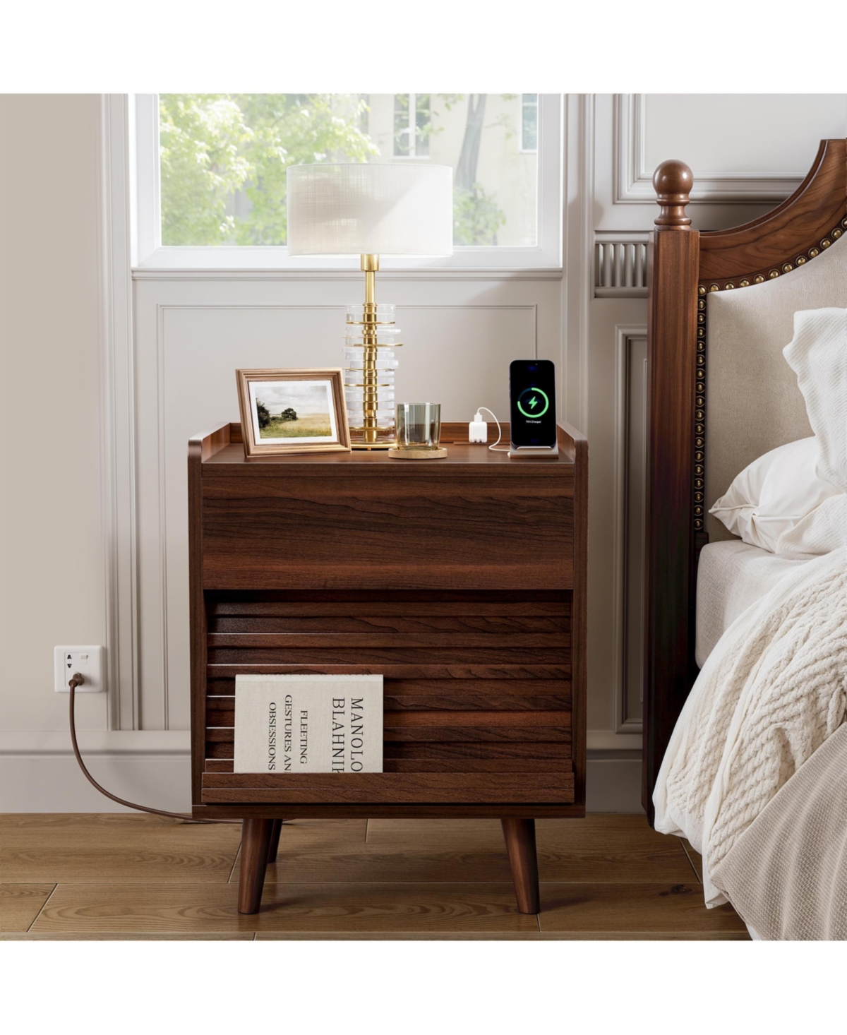 Click here for Hausource Modern 2-Drawer Nightstand with Rgb Led... prices