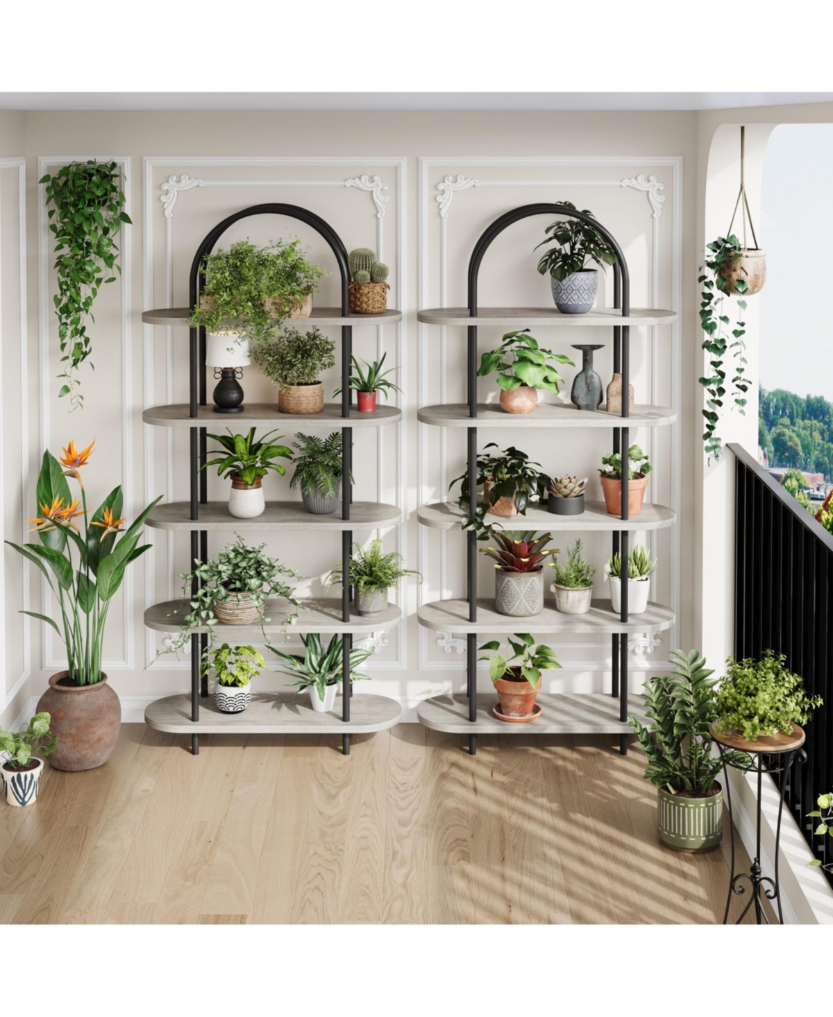 Click here for 31.5 x 12 x 71 Inch 2-Pack Arched Bookshelf 5-Tier... prices
