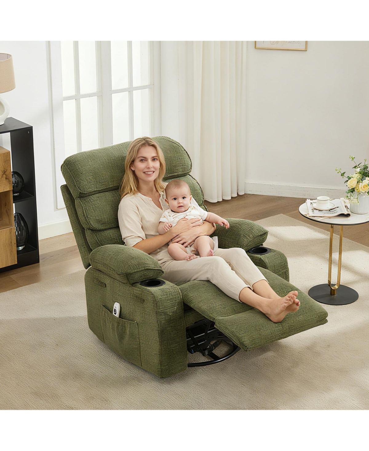 Click here for 37W Manual Swivel Rocker Recliner Chair with Massa... prices