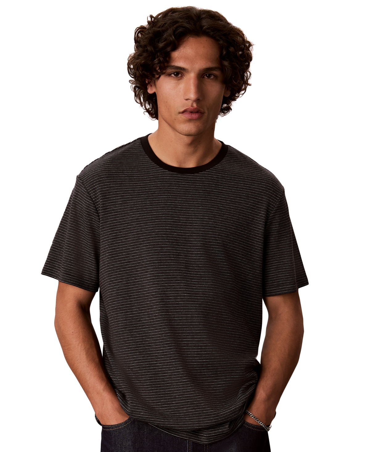 Click here for Calvin Klein Mens Supima Cotton Stripe T-Shirt - B... prices