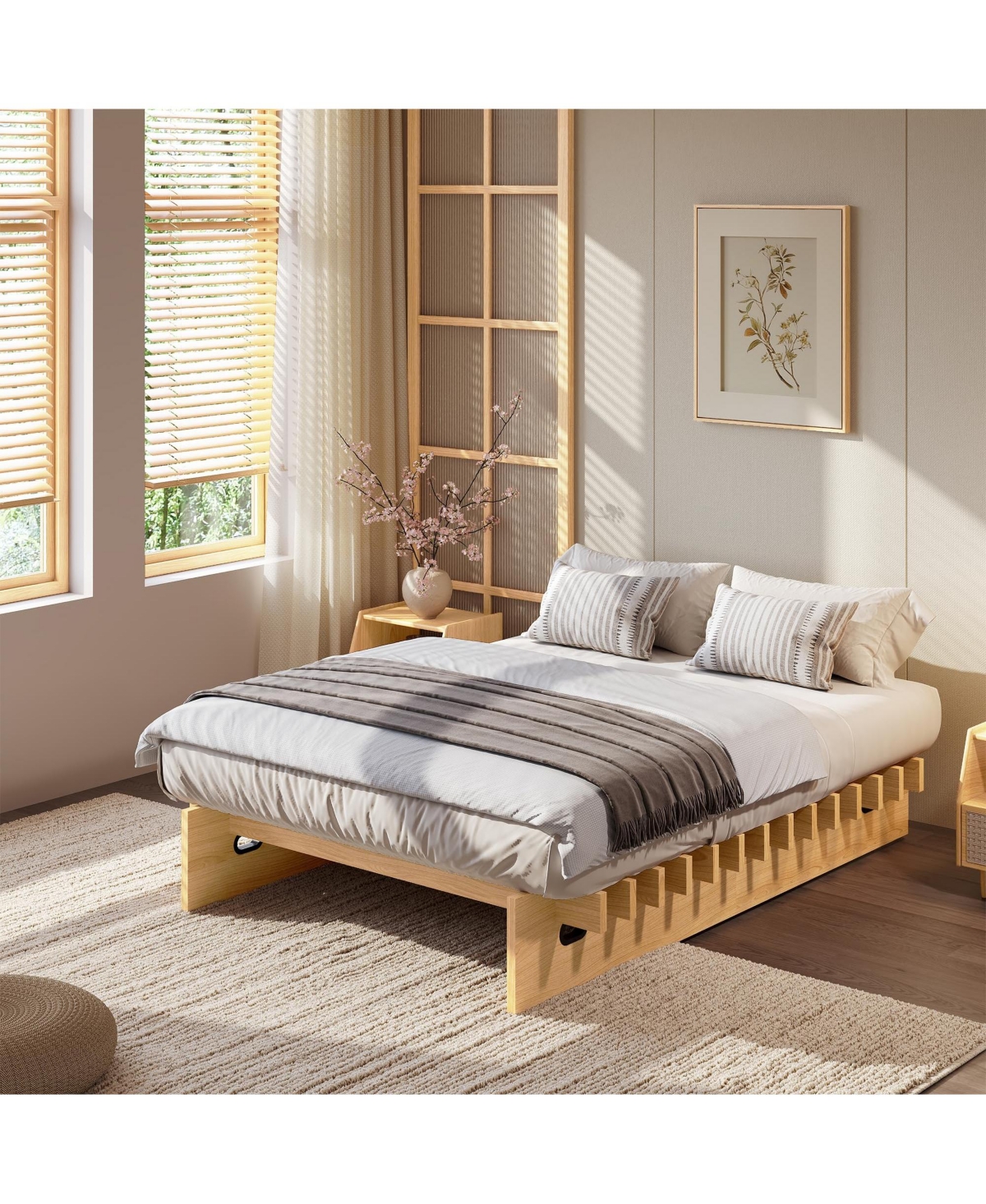 Click here for homfan Mortise and Tenon Platform Bed Frame  Engin... prices