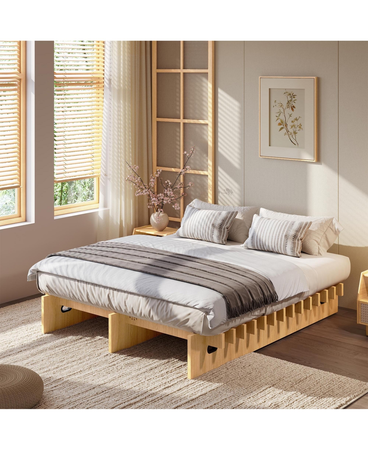 Click here for homfan Mortise and Tenon Platform Bed Frame  Engin... prices