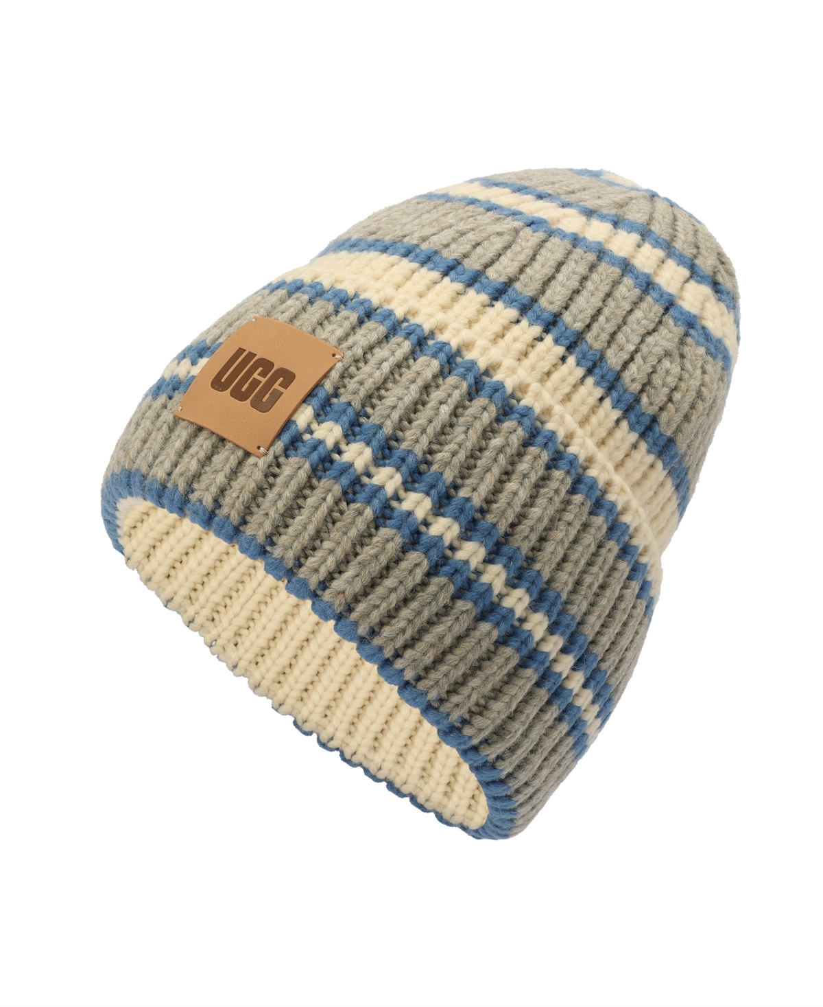 Click here for Ugg Chunky Rib Stripe Beanie - Turaco Blue Mlt Str... prices