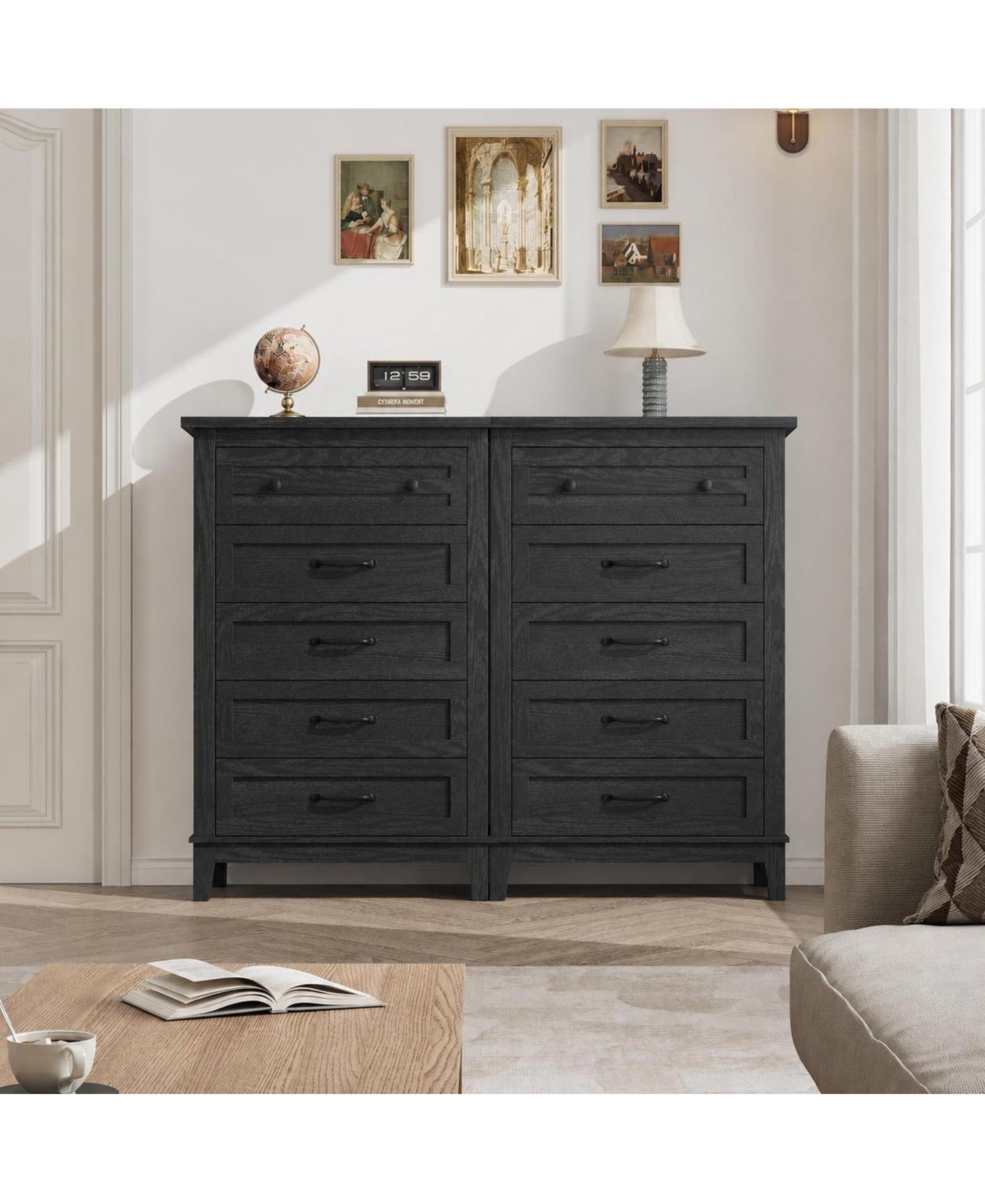 Click here for Set of 2 5-Drawer Storage Cabinets - 41.3 Tall Woo... prices