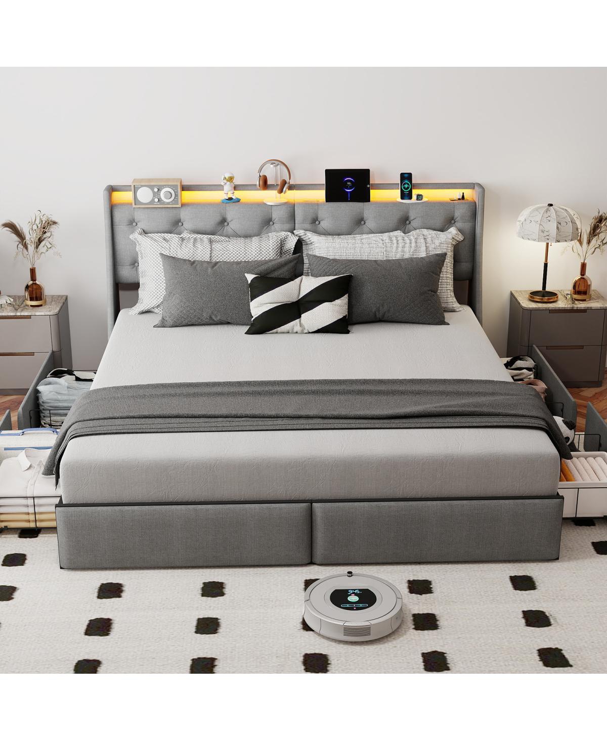 Click here for Streamdale Furniture King Size Led Storage Bed Fra... prices
