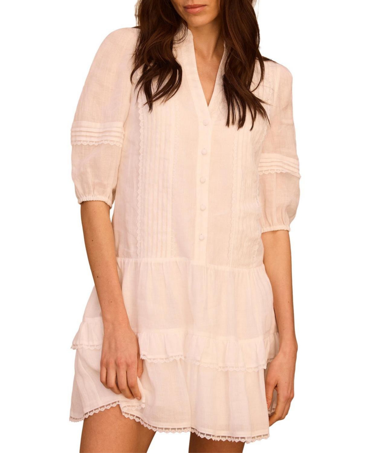 Click here for Mint Velvet Womens Ruffle V-Neck Short-Sleeve Rami... prices
