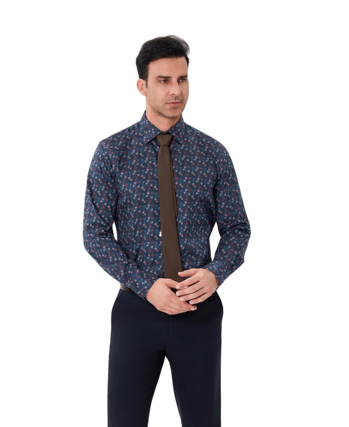 Click here for Bar Iii Mens Aster Floral Print Slim-Fit Dress Shi... prices