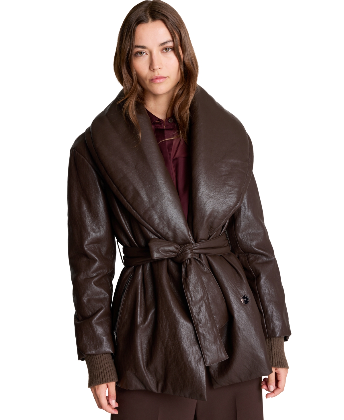 Click here for Kenneth Cole Womens Shawl Collar Belted Coat - Cho... prices