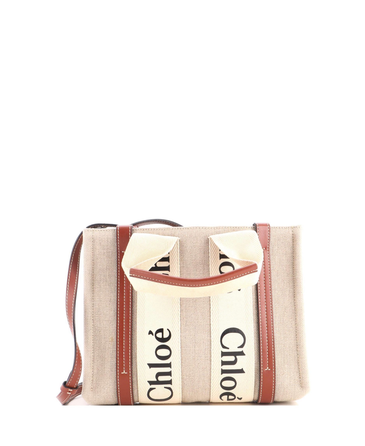 Click here for Pre-Owned Chloe Small Woody Convertible Tote Canva... prices
