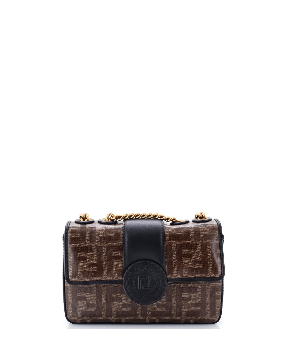 Click here for Pre-Owned Fendi Mini Ff Logo Stamp Flap Bag Zucca... prices