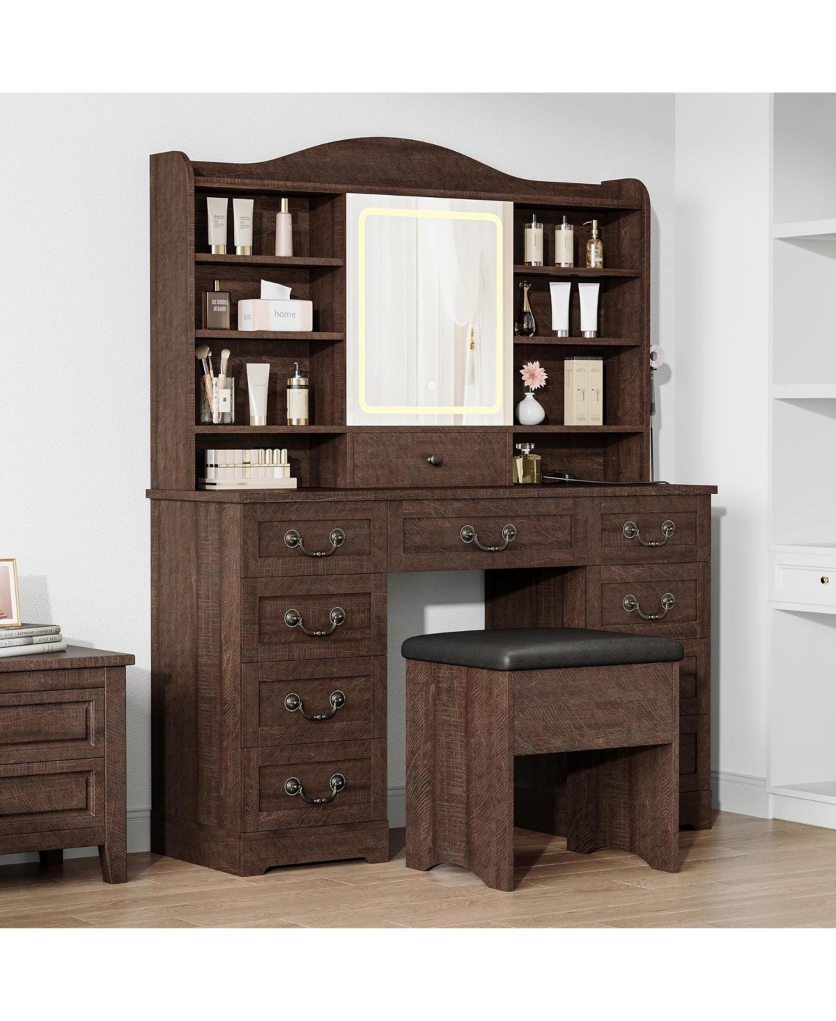 Click here for 47.2 Makeup Vanity Desk with Lighted Mirror  Stool... prices