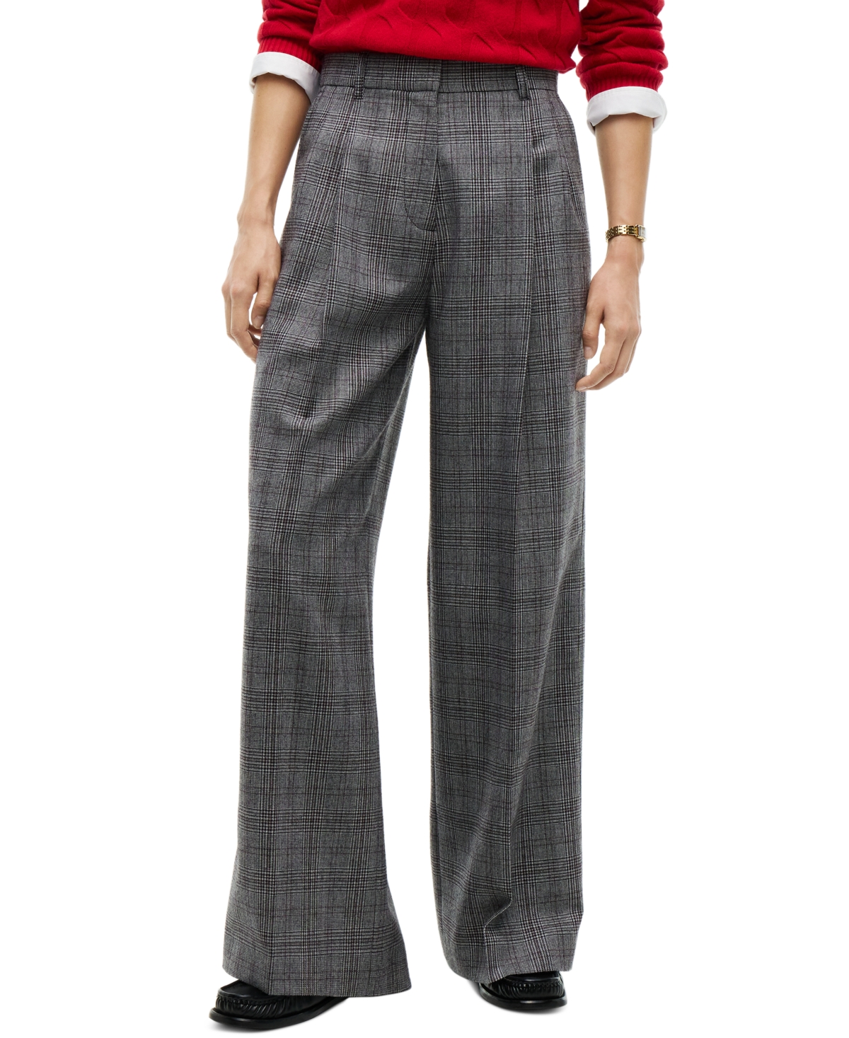Click here for Tommy Hilfiger Womens High-Waisted Check Wide-Leg... prices