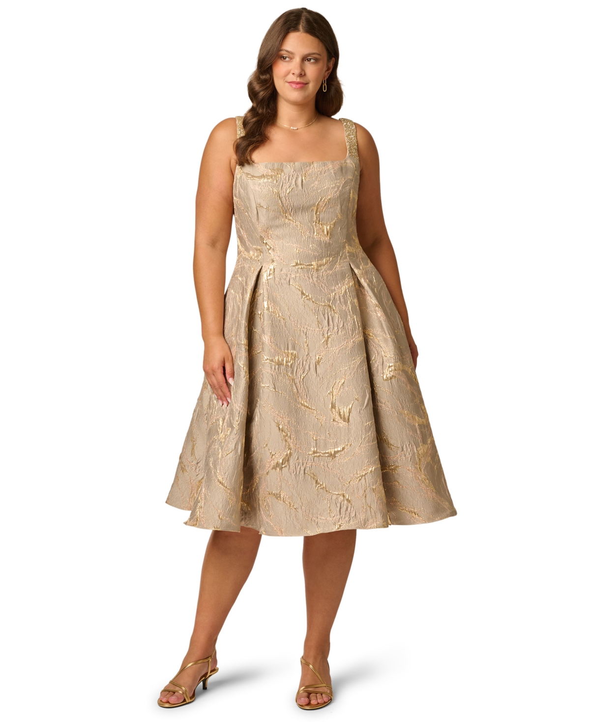 Click here for Adrianna Papell Plus Size Metallic Jacquard Fit &... prices
