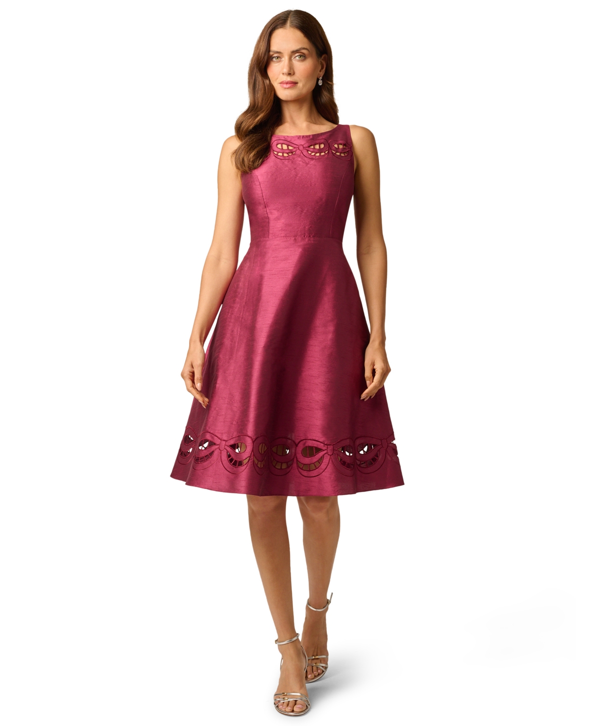 Click here for Adrianna Papell Womens Cutout Dupioni Midi Boat Ne... prices