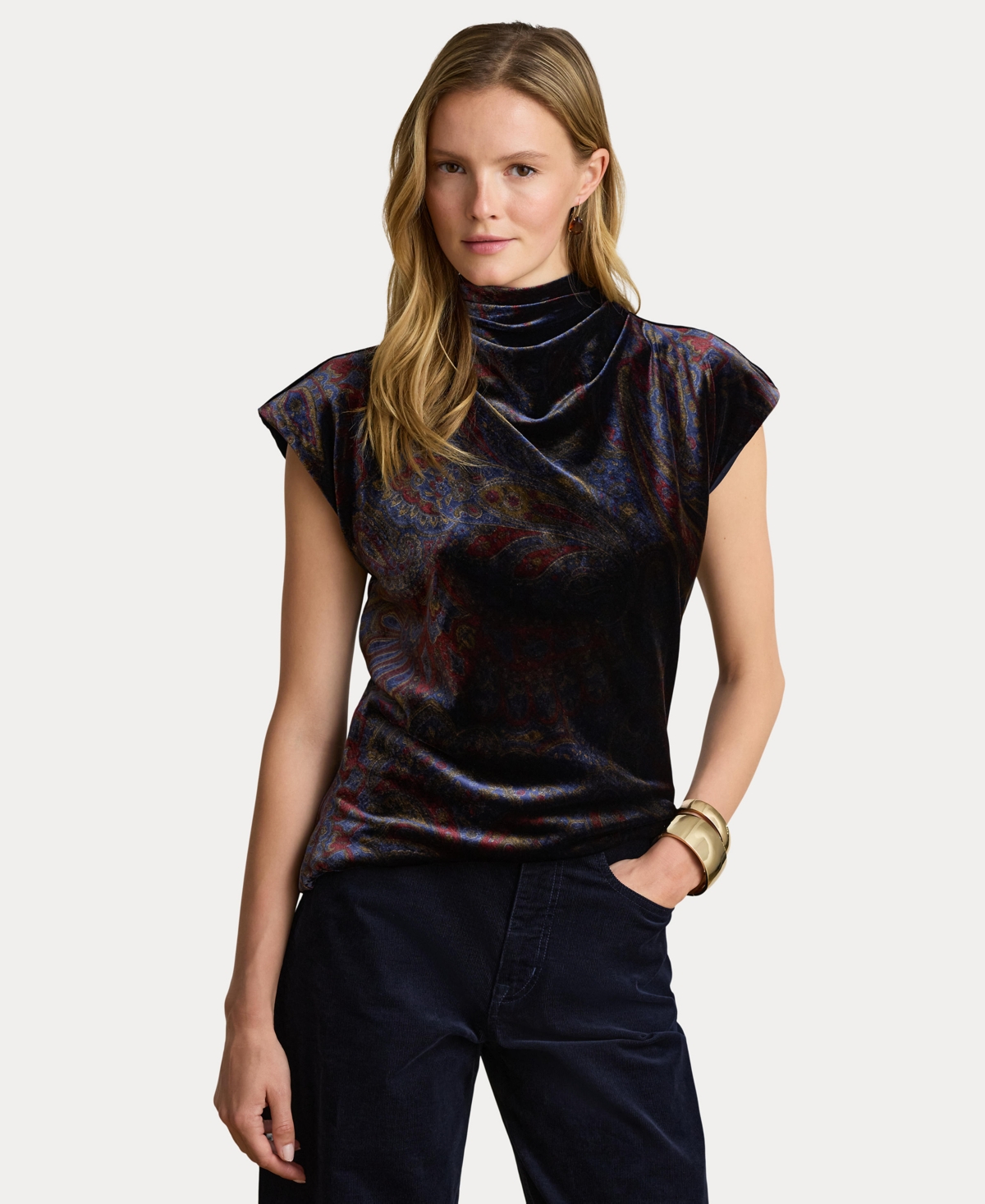 Click here for Lauren Ralph Lauren Womens Paisley-Print Velvet Mo... prices