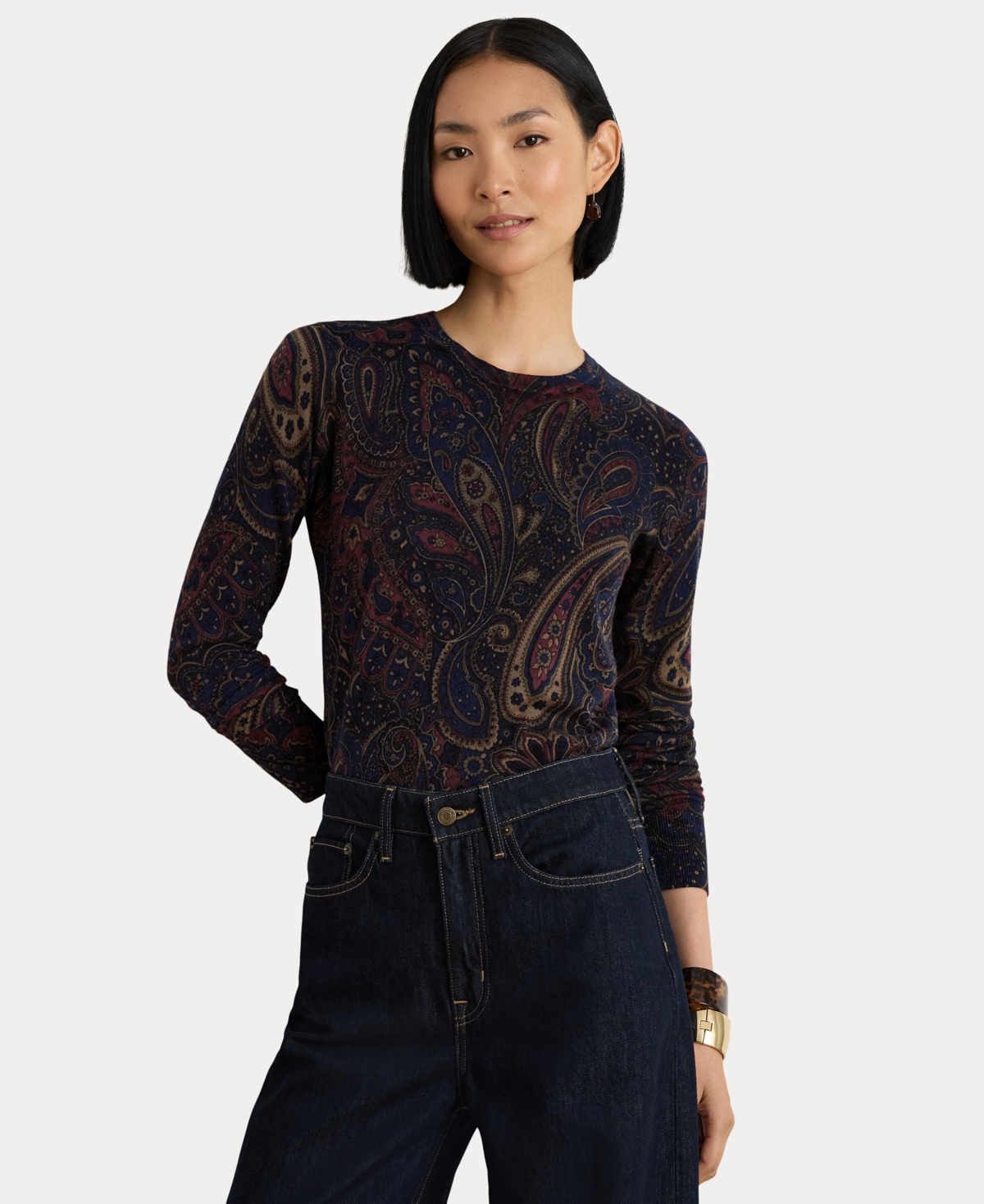 Click here for Lauren Ralph Lauren Womens Paisley Cotton-Modal Bl... prices