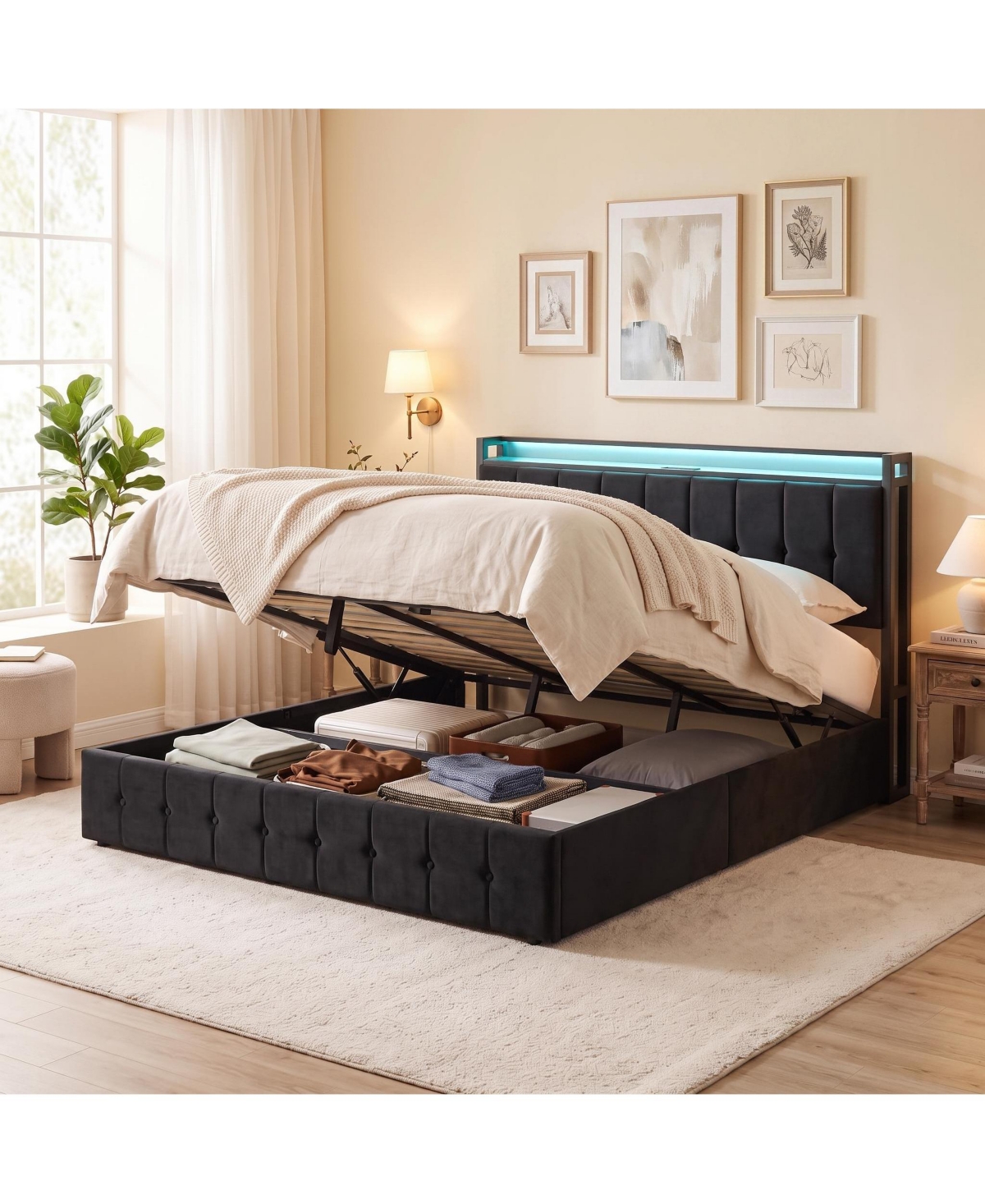 Click here for Gaomon King Bed Frame with Lift Up Storage and Led... prices