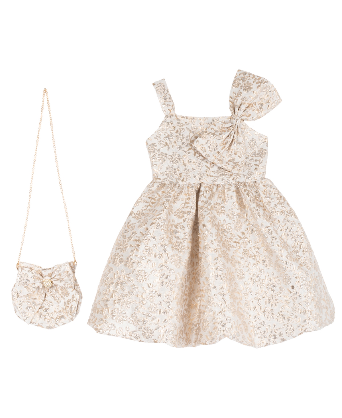 Click here for Rare Editions Girls 4T-6X Brocade Bow Strap Dress... prices