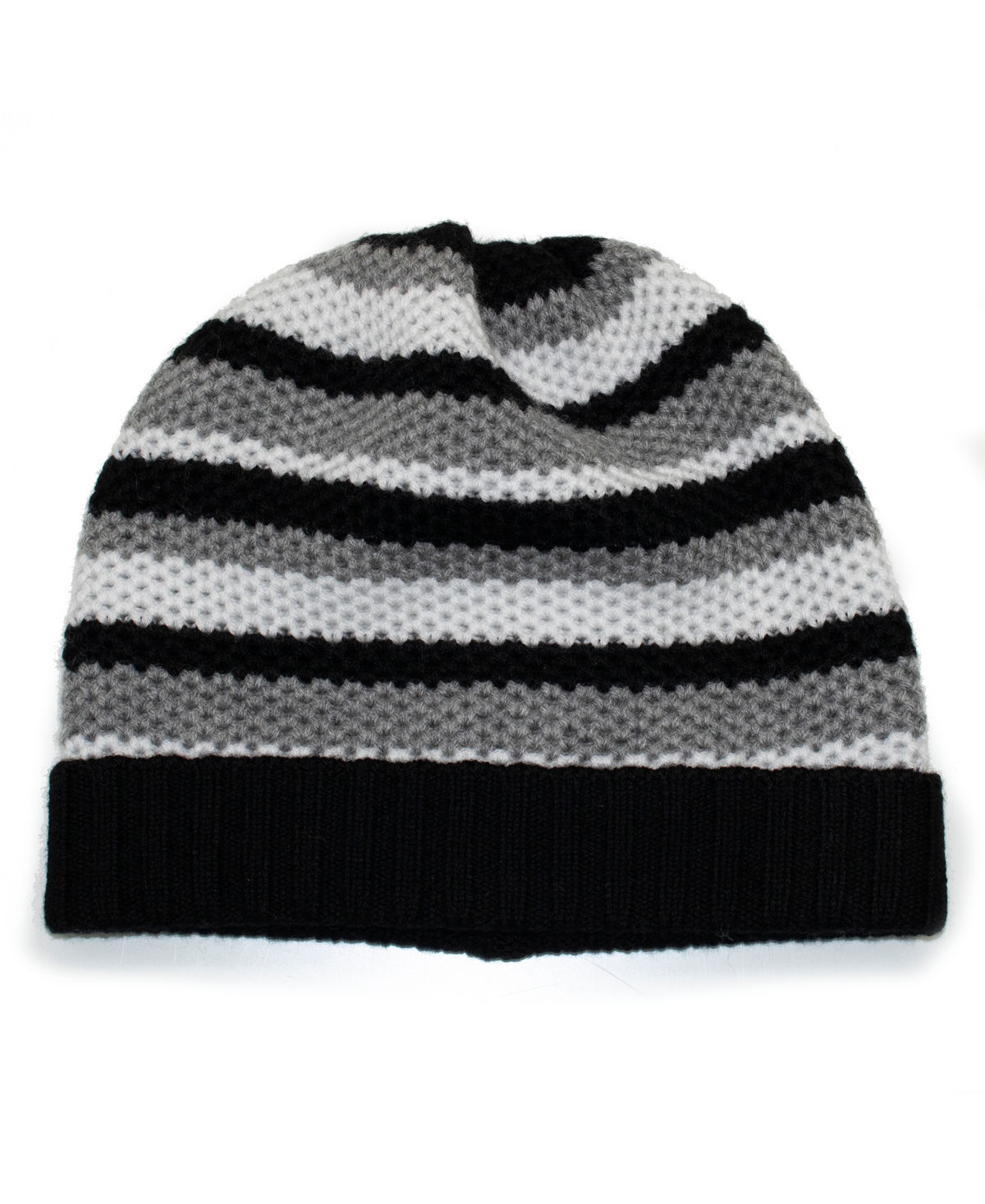 Click here for Portolano Striped Beanie Hat - Black/Gray prices